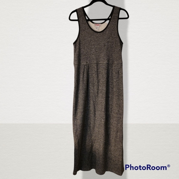Fads | Dresses | Vintage Fads Gray With Black Trim Sleeveless Long ...
